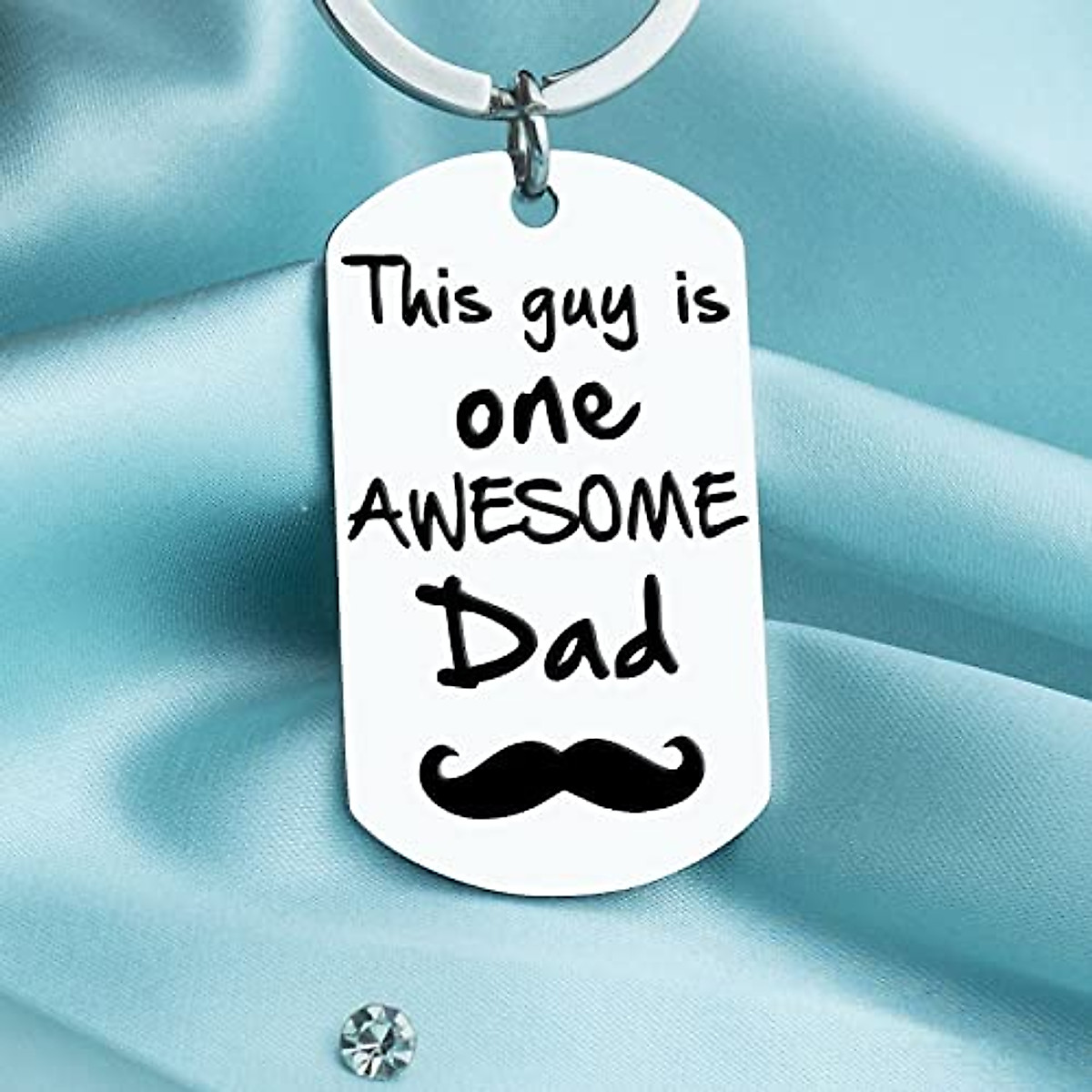 Father's Day Gifts for Men Dad Keychain from Daughter Son Kids Birthday Gifts for Dad Papa Step Dad Gifts for Fathers Day Christmas Valentine Birthday Small Meangiful Romatic Gifts for Him,Silver
