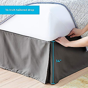 Linenspa 14 Inch Wrinkle and Fade Resistant-Machine Washable-Easy Use Pleated Microfiber Bed Skirt, Queen, Graphite