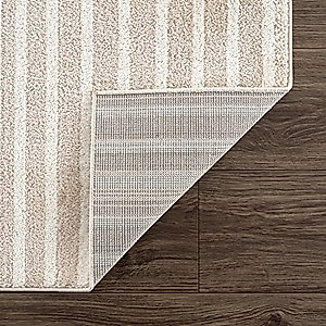 Abani Rugs Beige Arch Pattern Knot Modern Print Premium Area Rug - Contemporary No-Shed Neutral 6’ x 9’ Bedroom Rug