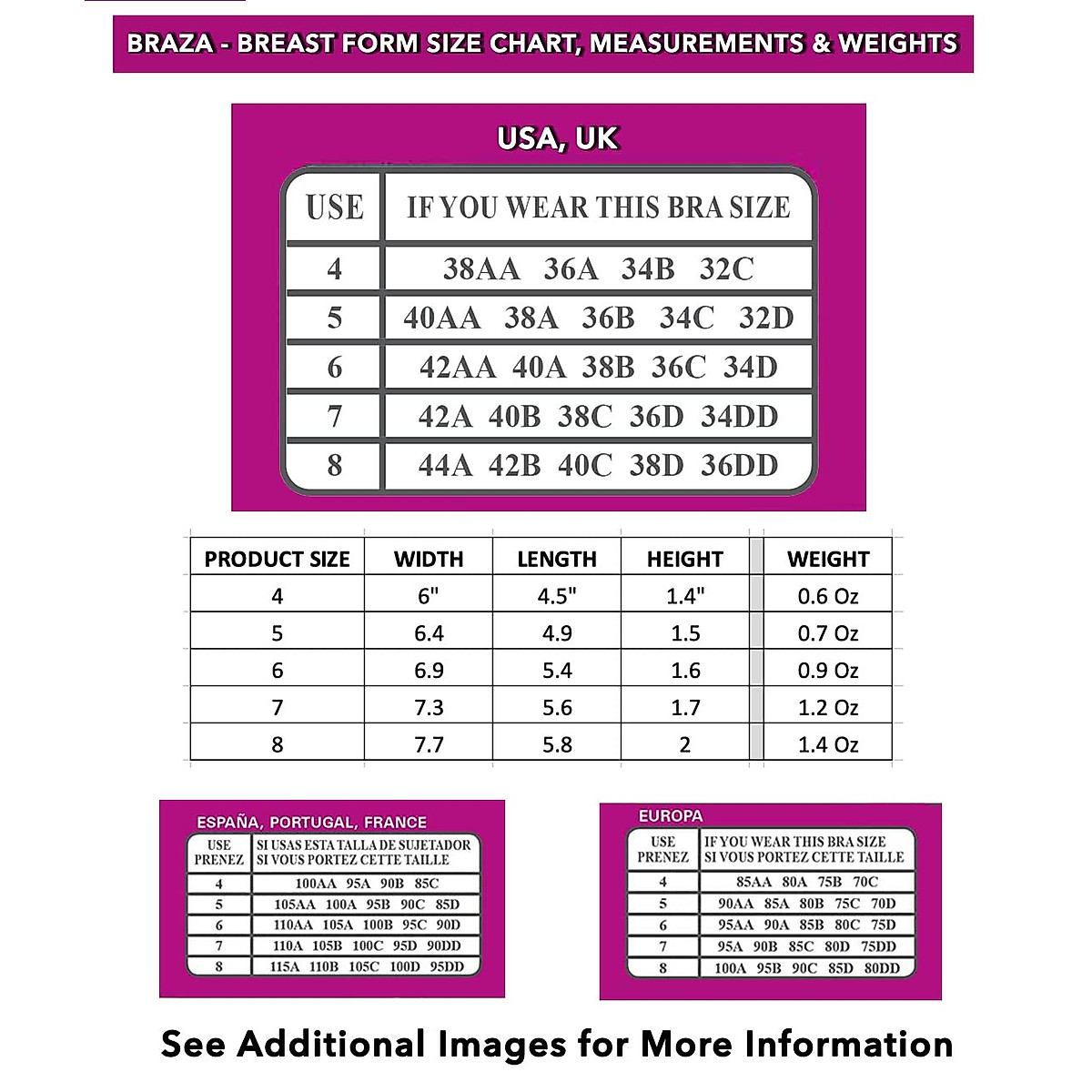 Braza - Foam Mastectomy Breast Form Prosthesis Bra Insert Pad - Size 7