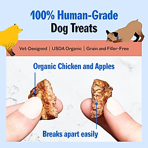 PetPlate Chicken Apple Sausage Bites, Human Grade Dog Treats, All Life Stages, Grain-Free, Organic and Real Ingredients, High Protein, Healthy Snacks (Pack of 1, 4.5 Ounce)