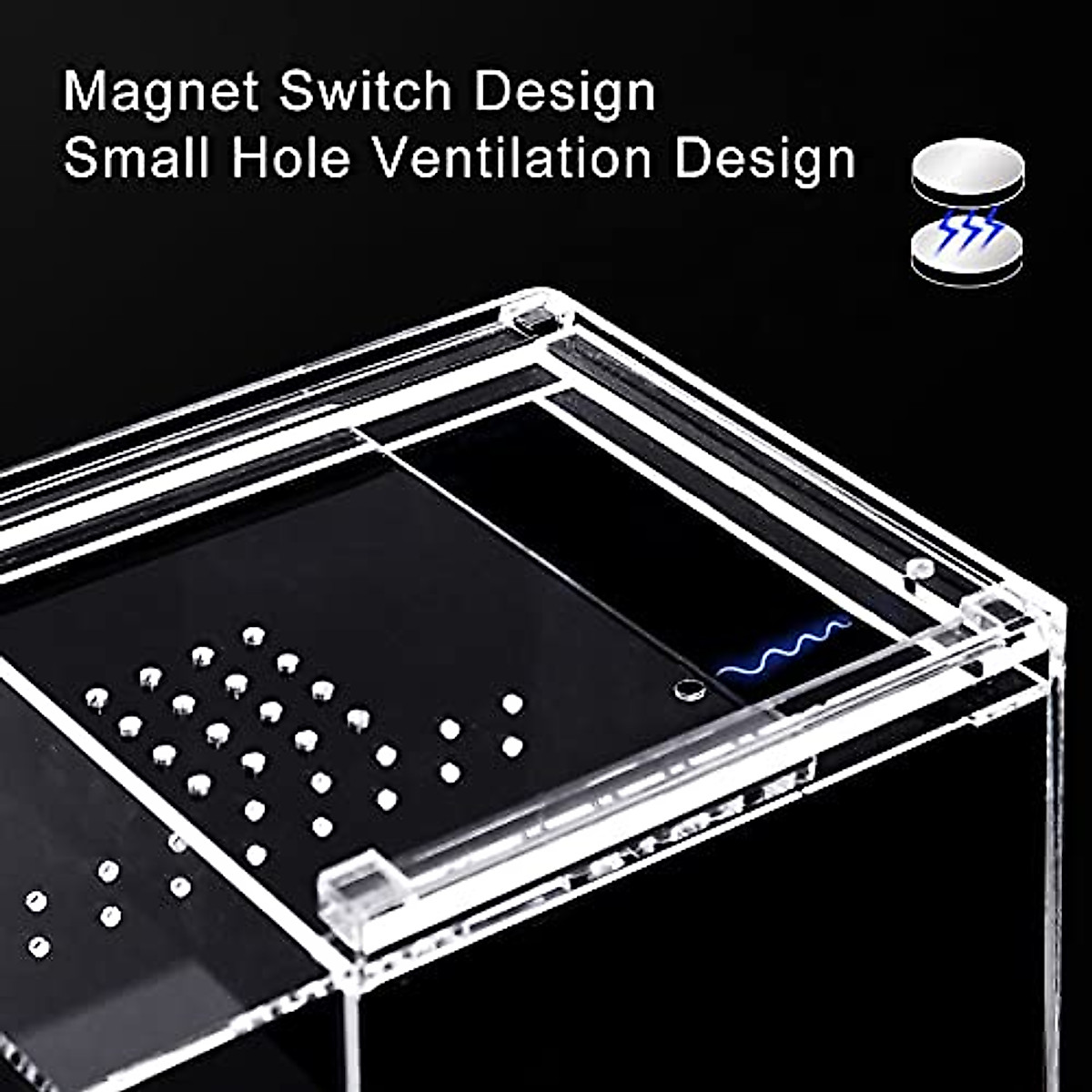 NANEEZOO Magnetic Acrylic Case, 2.9x2.9x6 Inch Nano Arboreal Tarantula Enclosure Reptile Habitat Terrarium Breeding Box for Spider Scorpion Sling Isopods Lizards Invertebrates Insect Mantis