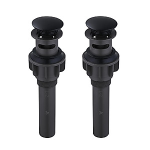 ARCORA Bathroom Sink Drain with Overflow 2 Pack, Matte Black Pop Up Drain Stopper Vanity Vessel Sink Clicker Drain Stopper