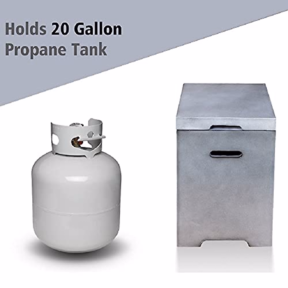 LIMOR Concrete Propane Tank Cover Table with Side Handles, 16" Square Gas Tank Cover Hideaway for 20 lb Propane Tank, Grey Propane Tank Storage Box with Tank Holder for Gas Fire Pits