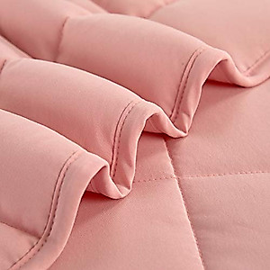 Well Being CBD 15 Pound Weighted Microfiber Blanket, Blush