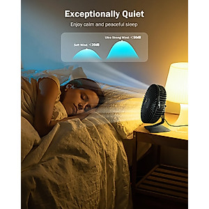 SLENPET 6 inch USB Desk Fan, 4 Speeds, Ultra-quiet, 90° Adjustment for Better Cooling, Portable Mini Powerful Desktop Table Fan, Small Personal Fan for Home Office, Metal Base, Black