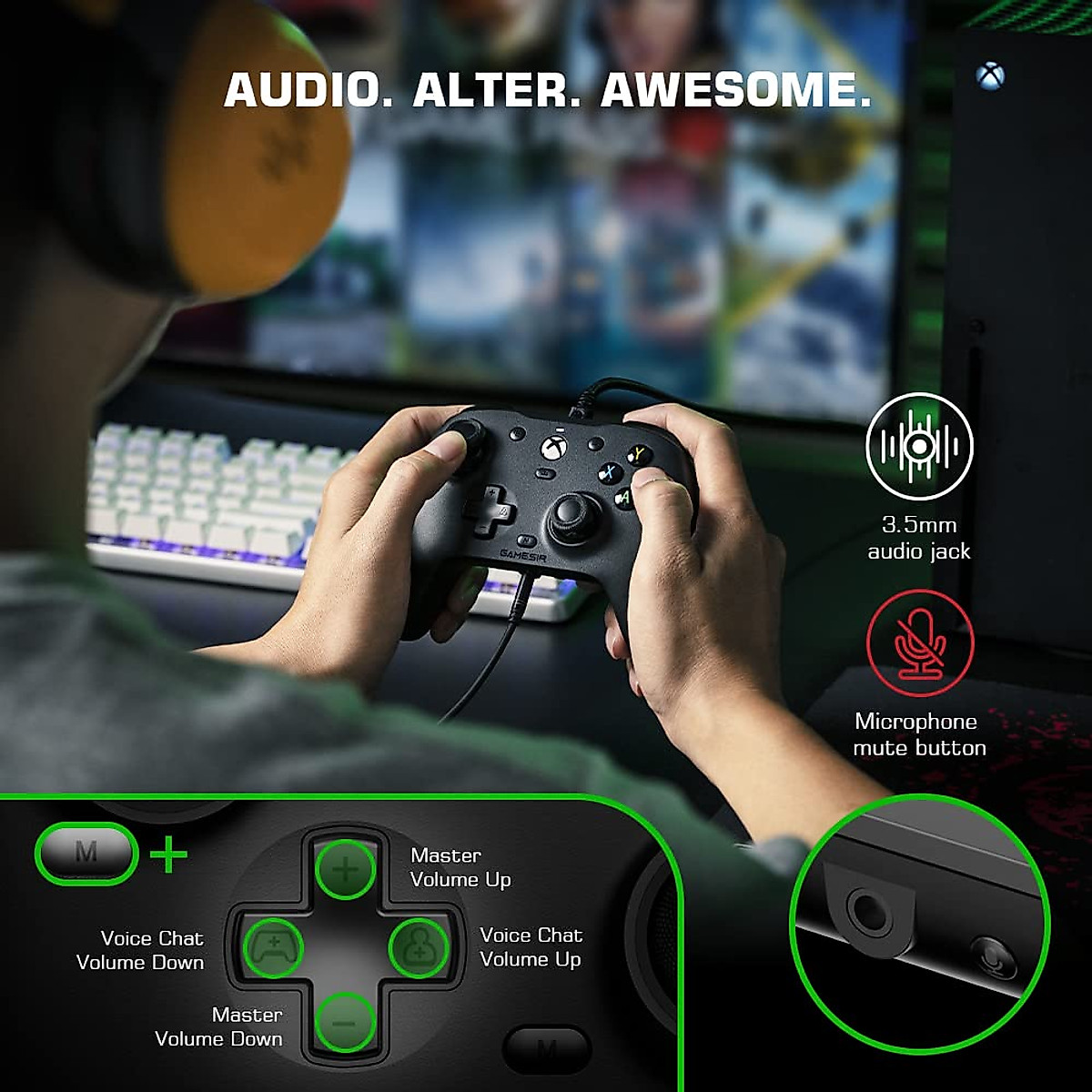GameSir G7 Wired Game Controller for Xbox Series X|S, Xbox One, Windows 10/11, PC Controller Gamepad with Mappable Buttons, 3.5mm Audio Jack and 2 Swappable Faceplates