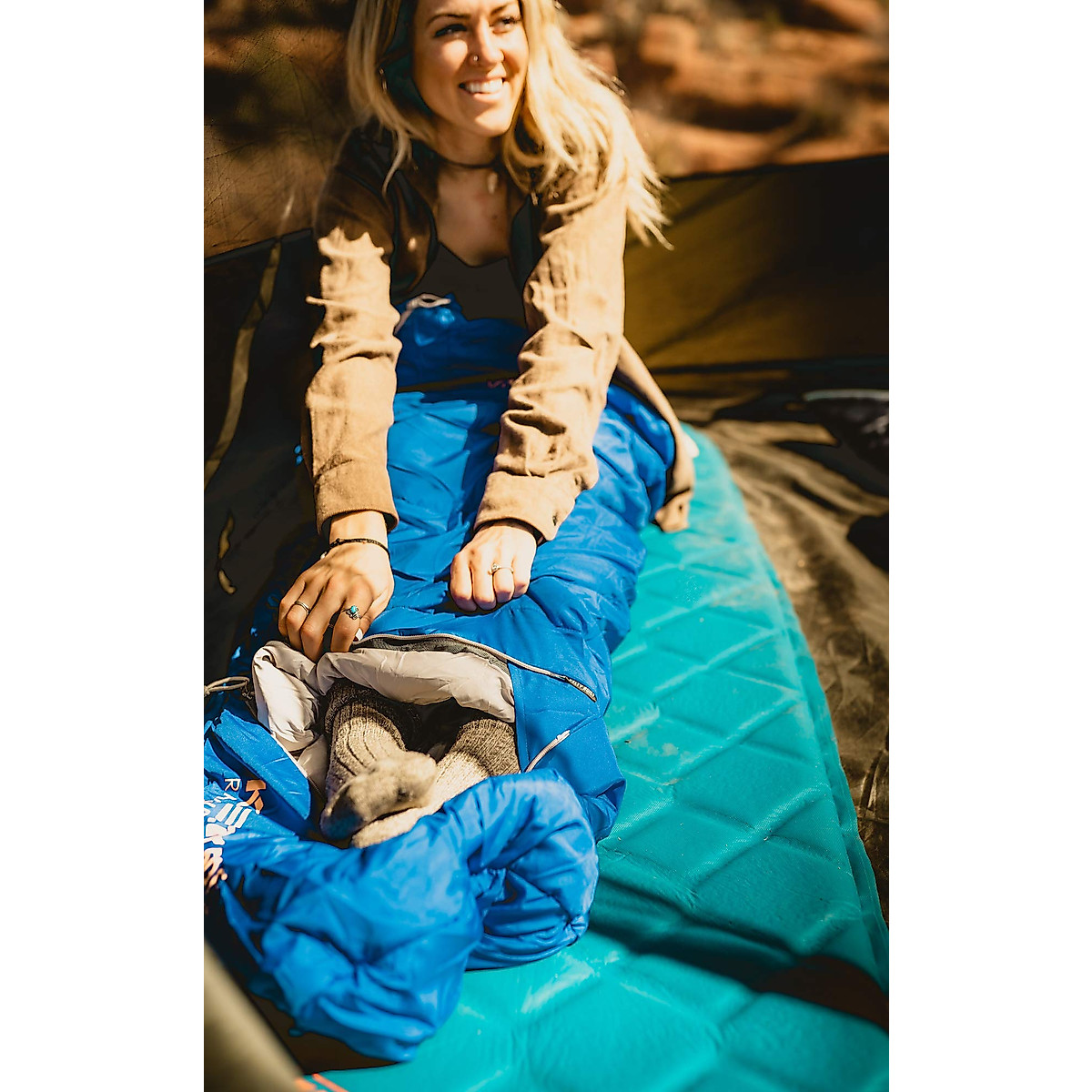 Kelty Rambler 50 Degree Synthetic CloudLoft Insulated Sleeping Bag, Unzips Completely to A Blanket, Anti-Snag Zipper & More, Regular Fired Brick