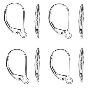 TOAOB 8pcs 925 Sterling Silver Leverback French Earring Hooks 10x16mm Hypo Allergenic Interchangeable Dangle Ear Wire Findings for Jewelry Making