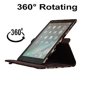 JYtrend Smart Case for iPad 5th / 6th Generation (9.7") with Pencil Holder, Rotating Stand Magnetic Auto Wake Up/Sleep Cover for 2017/2018 iPad 9.7 Model A1893 A1954 A1822 A1823 (Leopard)