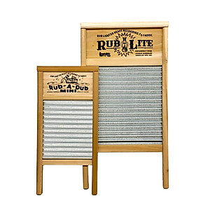 Lehman's Galvanized Steel Manual Washboard, Rub-A-Dub, Wavy, V Crimp, for Function, Decor, or Music, Small 18 in x 8.5 inches