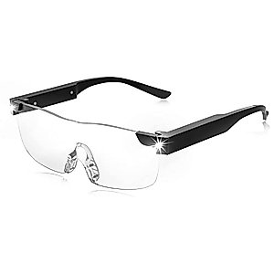 SKYWAY Magnifying Glasses with Light, 160% LED Lighted Rechargeable Magnifier Eyeglasses for Reading Hobbies and Close Work Hands Free
