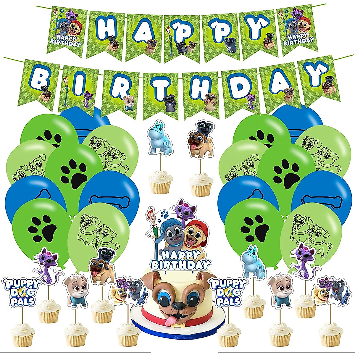 Puppy Dog Birthday Party Decorations for Puppy Dog Pals Including Banners Latex Balloons Aluminum Foil Balloons for Birthday Party Decorations for Children and Adults