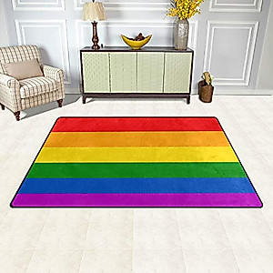 Linomo Area Rug LGBT Gay Pride Rainbow Peace Love Floor Rugs Doormat Living Room Home Decor, Carpets Area Mats for Kids Boys Girls Bedroom 60 x 39 Inches