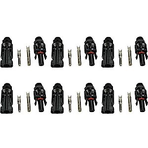 TEMCo 30A Solar Panel PV Cable Direct Box Connector Screw (6 Pair M/F)