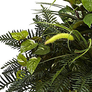 Nearly Natural 6792 Mixed Grass and River Fern with Wood Planter, 30.75'' x 12.5'' x 22.5''