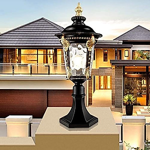 MODEBHD Villa Garage Glass Post Lanter Backyard Swimming Pool Floor-Standing Lighting,External Rustproof High Brightness E27 Patio Column Light,Outdoor Post Lights