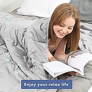 Weighted Blanket 15 Pounds for Adults 60"x 80" 15lbs Perfect for 150-170 lbs Queen Size Use on Queen Bed Soft Material with No Leaking Glass Beads (Light Gray)