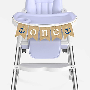 Rainlemon Nautical Boy 1st Birthday High Chair Banner Anchor Sailor One Highchair Bunting Garland Decoration