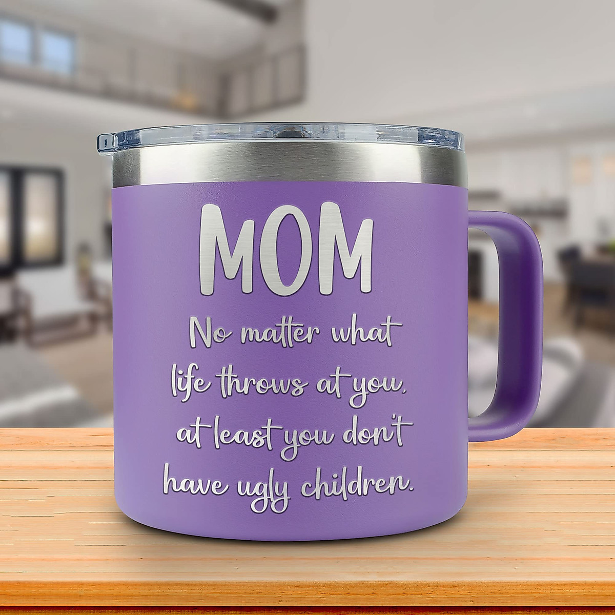 Hyturtle Mom No Matter What/Ugly Children Funny Coffee Purple Mug/Tumbler 14oz Gift For Women, Mothers Day Gifts For Mom From Daughter, Son - Birthday, Christmas Gift Ideas For Mom