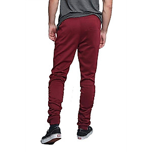 Men's Scrunched Bungee Calf Solid Color Sectional Knee Drawstring Premium Track Pants TR547 - Burgundy - 4X-Large - GG8E