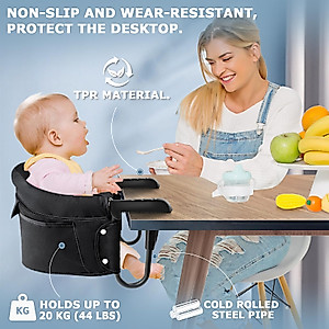 Fader Baby high Chair, Hook on high Chair, Portable High Chair for Travel, High Chair for Table, Portable & Foldable，Suitable for Family and Travel, for Babies 6-36 Months for Eating & Dining (Black)