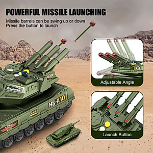 You And I Hooray Army Tank Toys for Boys 3 4 5 6 7 8 Years Old, Military Vehicles Play Set with 6 Mini Die-Cast Cars Helicopter & 10 Army Men Toy Soldiers, Gifts for Kids Age 3+