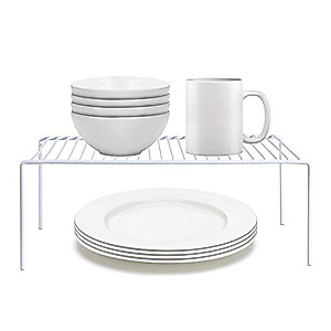 Redrubbit Large (15.7 x 9. 4 Inch) Cabinet Storage Shelf Rack, Rustproof Kitchen Counter and Cabinet Shelf, Storage Rack Organizer for Kitchen, Fridge, Cabinet, Bathroom, Set of 4