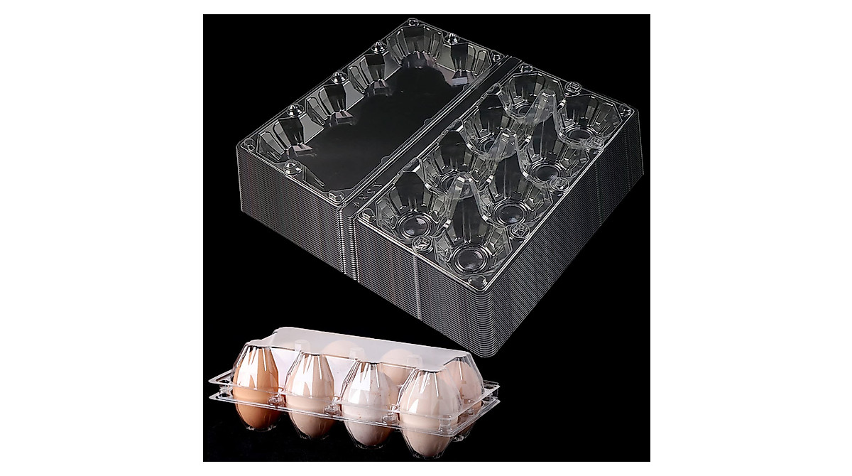 Clear Plastic Egg Cartons for 8 Eggs - 20 Pack