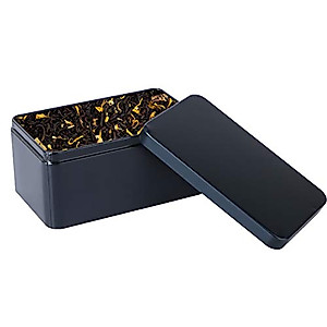 DOITOOL Metal Container Rectangular Tin Box with Lids, Portable Tea Storage for Tea, Candy, Candle, Jewelry - Black (13x8x6cm) Small Tin Box