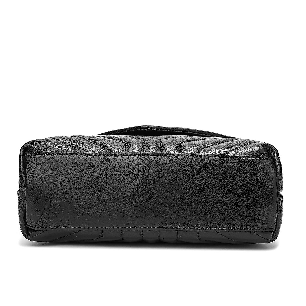 EvaLuLu Leather Quilted Chain Shoulder Bag Designer Women Flap Handbags (Medium, Black)