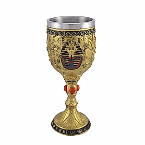 Things2Die4 Set of 2 Egyptian Wine Goblets Winged Isis/Pharaoh 6 oz.