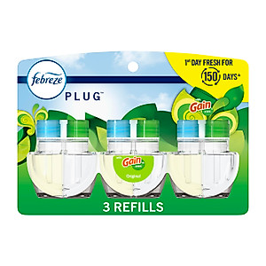 Febreze Odor-Fighting Fade Defy PLUG Air Freshener Refill, Gain Original Scent, (3) .87 fl. oz. Oil Refills