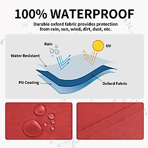 Easy-Going 100% Waterproof Outdoor Curtains Windproof Weatherproof Porch Curtains, Premium Thick Outdoor Privacy Grommet Top Panels for Patio, Gazebo and Pergola, 2 Panels, 54x96 inch, Red