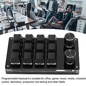 One Handed Macro Mechanical Keyboard Portable USB Mini 12 Key Multifunction DIY Programmable Keypad with Knob for Office Gaming Lab(Black)