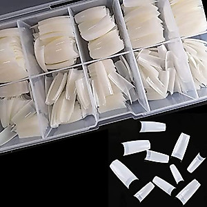 Acrylic Nail Tips French Fake Nails - 1000pcs French Nail Tips Half Cover Artificial Fake Nails with Storage Case