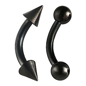 bodyjewellery Cartilage Earring Eyebrow Piercing Spike Lip Rings Balls 16g Curved Barbell Surgical Steel Conch Rook Labret 1/4 6mm Black