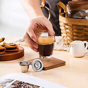 MG Coffee Stainless Steel Reusable Nespresso Capsules Permanent Coffee Pod Holder Compatible for Nespresso Machines (Silver capsules tamper)