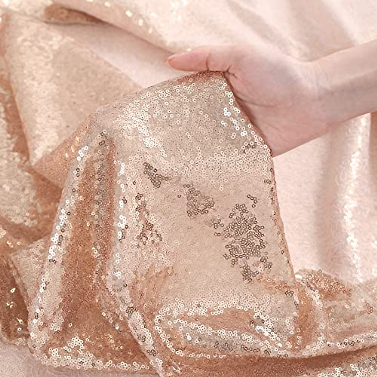 Rose Gold Backdrop Curtains 2 Pieces 2ftx8ft Sequin Fabric Backdrop Glitter Prom Drapes Baby Shower Background Backdrops