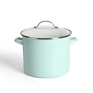 Martha Stewart Thayer 12-Quart Enamel On Steel Scratch Resistant Stock Pot w/Lid - Martha Blue