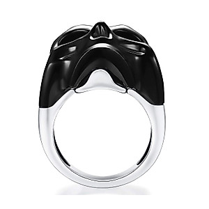 Skullis Signature Gem Skull Ring, Black Obsidian Carved Crystal Skull and 925 Sterling Silver Jewelry (10.5)