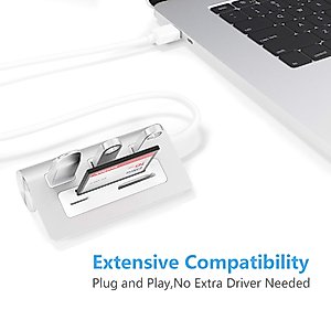 KETAKY 6-in-1 USB 3.0 Hub Adapter, 6 Port Triangle Portable Aluminum Hub, with SD/TF/CF Card Reader Combo, for iMac Pro, MacBook Air, Mac Mini/Pro, Surface Pro, PC and Laptop