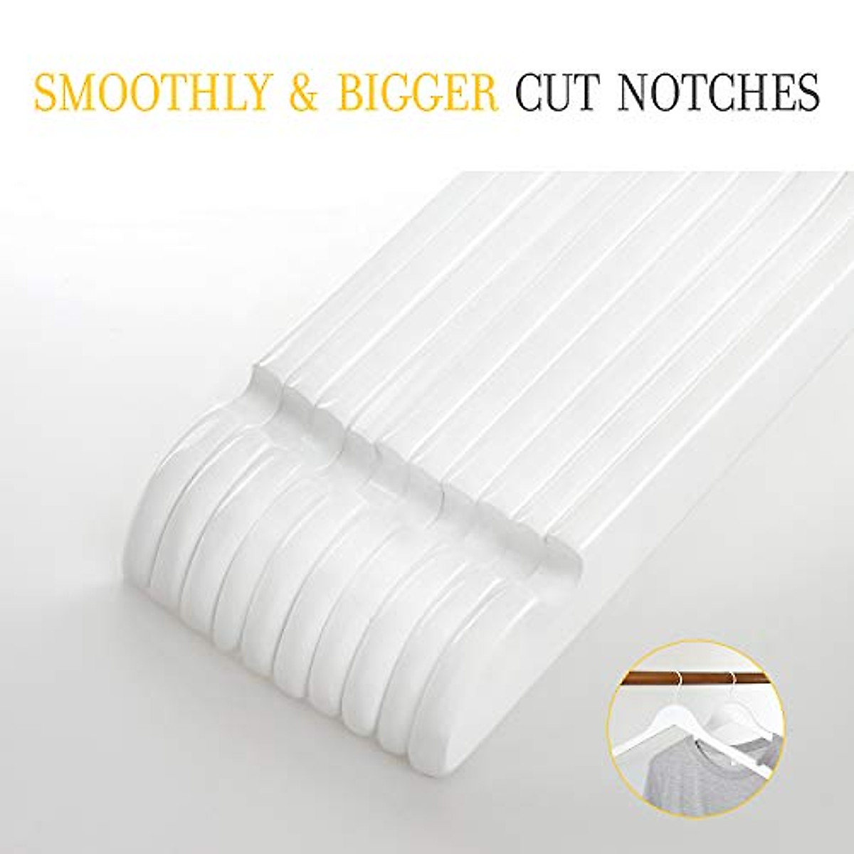 TOPIA HANGER White Wood Bridal Dress Hangers, Premium Wooden Shirt Hangers 10 Pack, 360° White Hook- Smooth Finish- Extra Smoothly Cut Notches (White *10)-CT06W