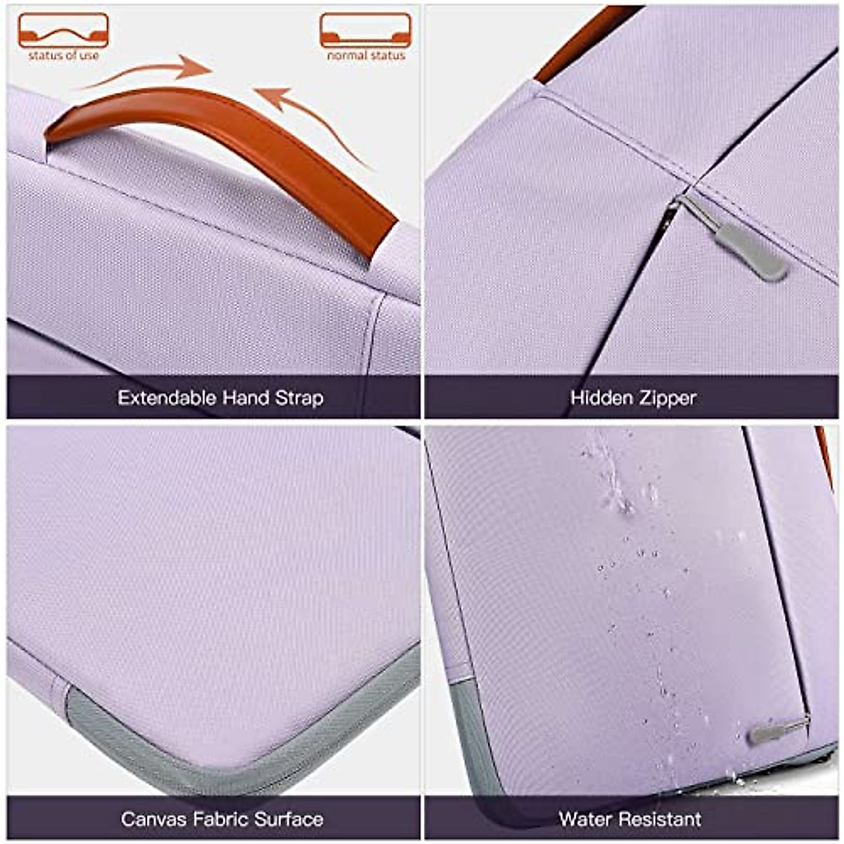 15.6 16 inch Laptop Case Sleeve for HP Envy X360 15.6, HP Pavilion 15, Dell Inspiron 15 16, ASUS VivoBook Pro 16, Lenovo Legion Pro 16/IdeaPad 3 5 15.6, MSI Summit 16 Waterpoof Computer Bag -Purple