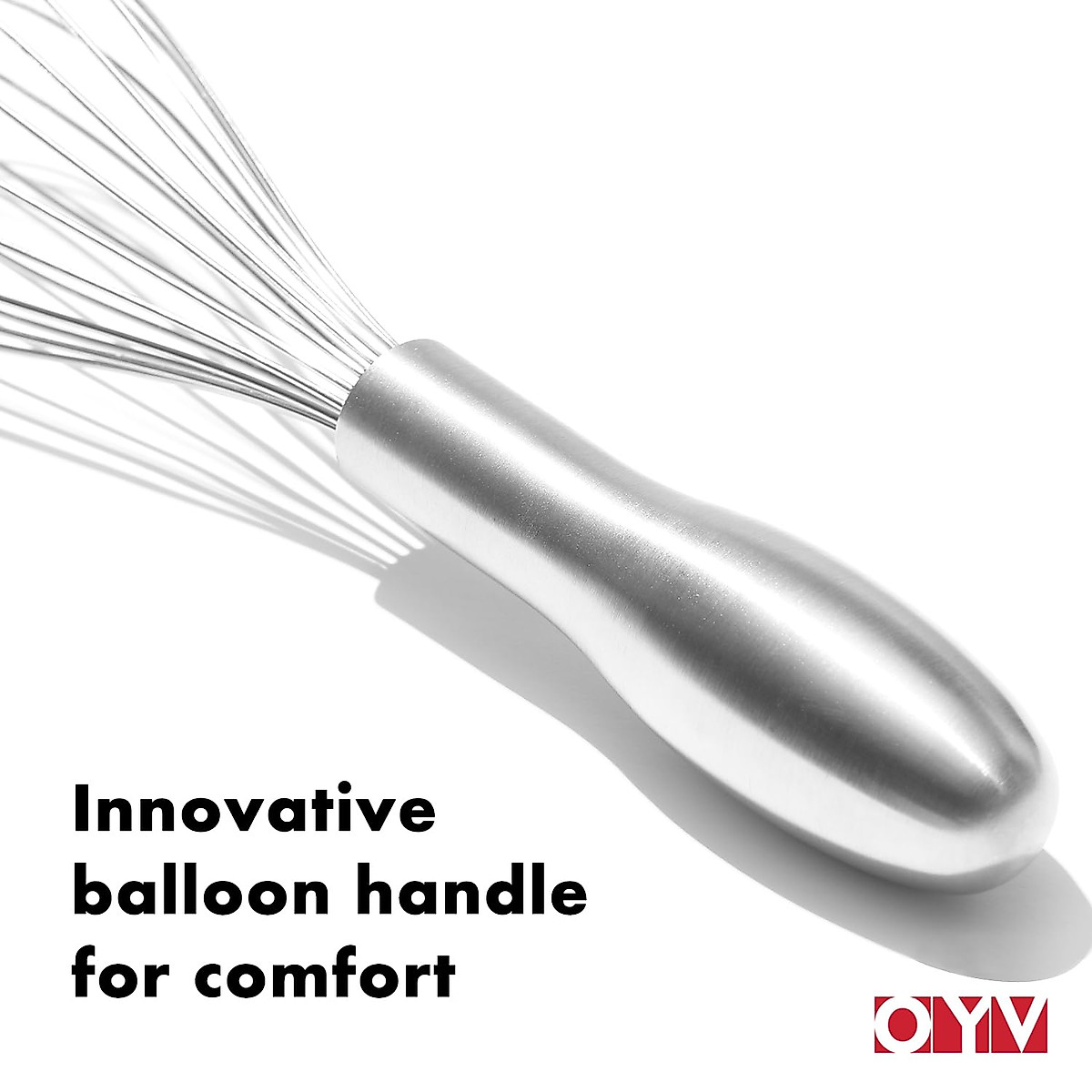 OYV 18/10 Stainless Steel Whisk, Ergonomic Handle, Dishwasher Safe Metal Whisk, Professional Whisk for Kitchen Cooking, Perfect for Blending, Whisking, Baking, and Beating, 10-Inch Wire Whisk