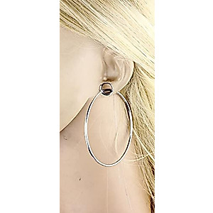 Pierced Republic Dangling Large Hoop Ear Gauges - Pair of Stainless Steel Flared Ear Plugs - 6 Size Options (5/8" (16mm))