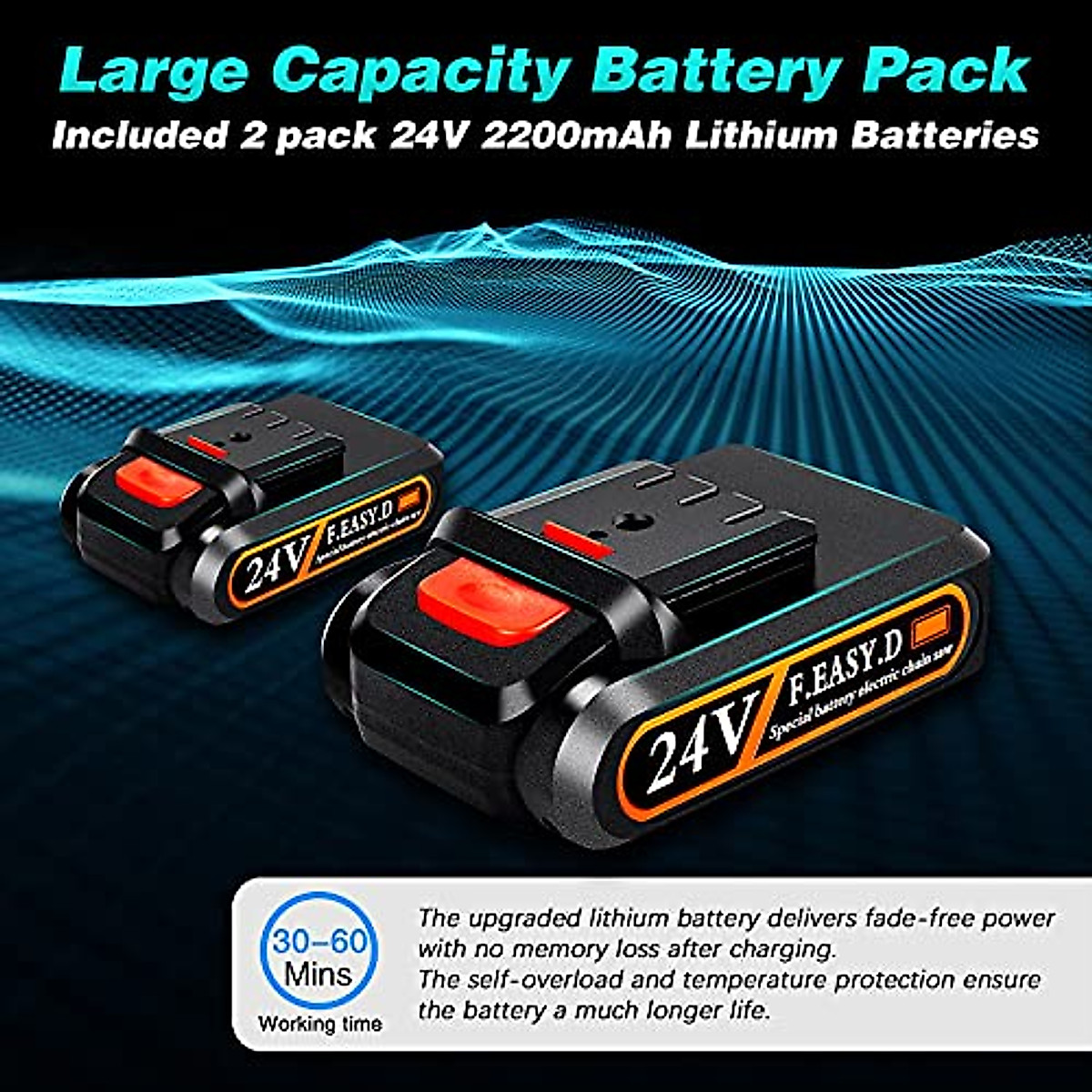 Mini Chainsaw Cordless Upgrade with 3 Chain 24V Strong Power 2 Batteries and Charger, OneLeaf Portable Handheld Battery Chainsaw, Small One-Handed for Gardening Pruning, Tree Trimming