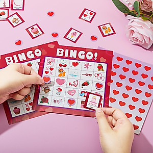 JOYIN Valentines Day Bingo Game Cards (5x5) – 28 Players for Kids Party Card Games, School Classroom Games, Love Party Supplies, Family Entertainment Activities