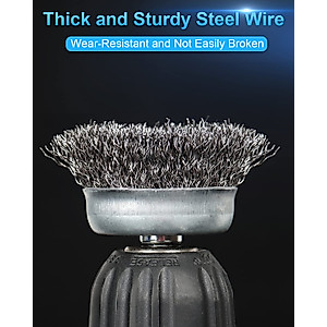 6 Pack Carbon Steel Wire Wheel Brush, Rocaris Cup Brush, Wheel Brush, Pen Brush Set with 1/4-Inch Hex Shank for Rust Removal, Corrosion and Scrub Surfaces