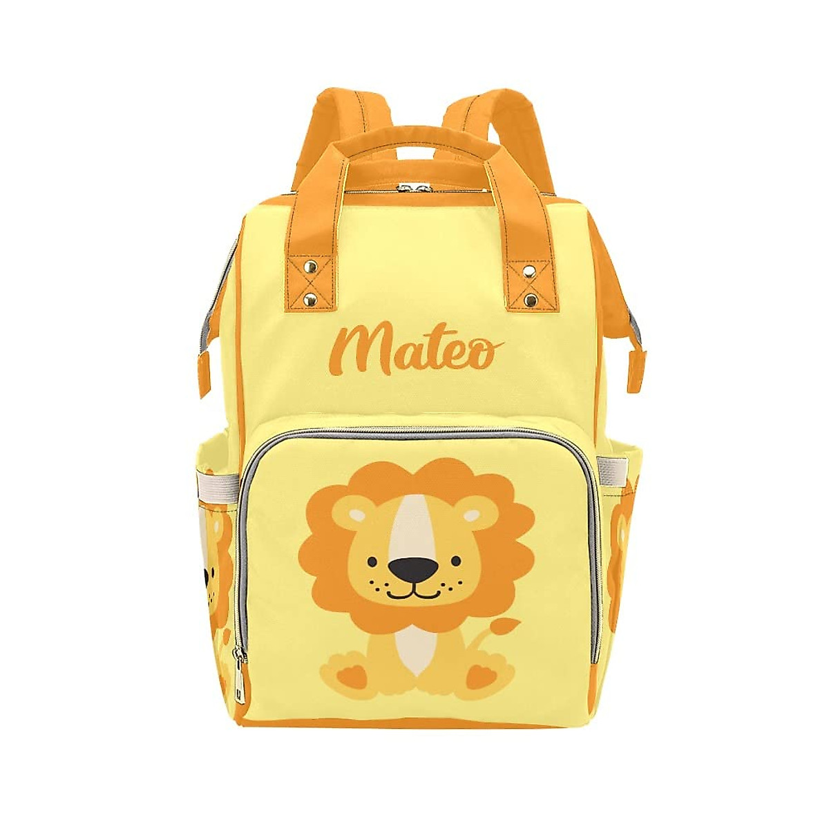 Lion Personalized Diaper Bag Backpack Tote with Name,Custom Travel Nappy Mommy Bag Backpack